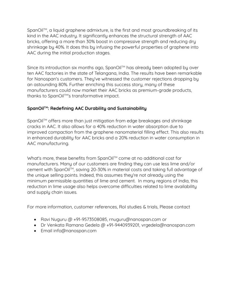 Spanoil as a Solution for AAC Blocks – Nanospan